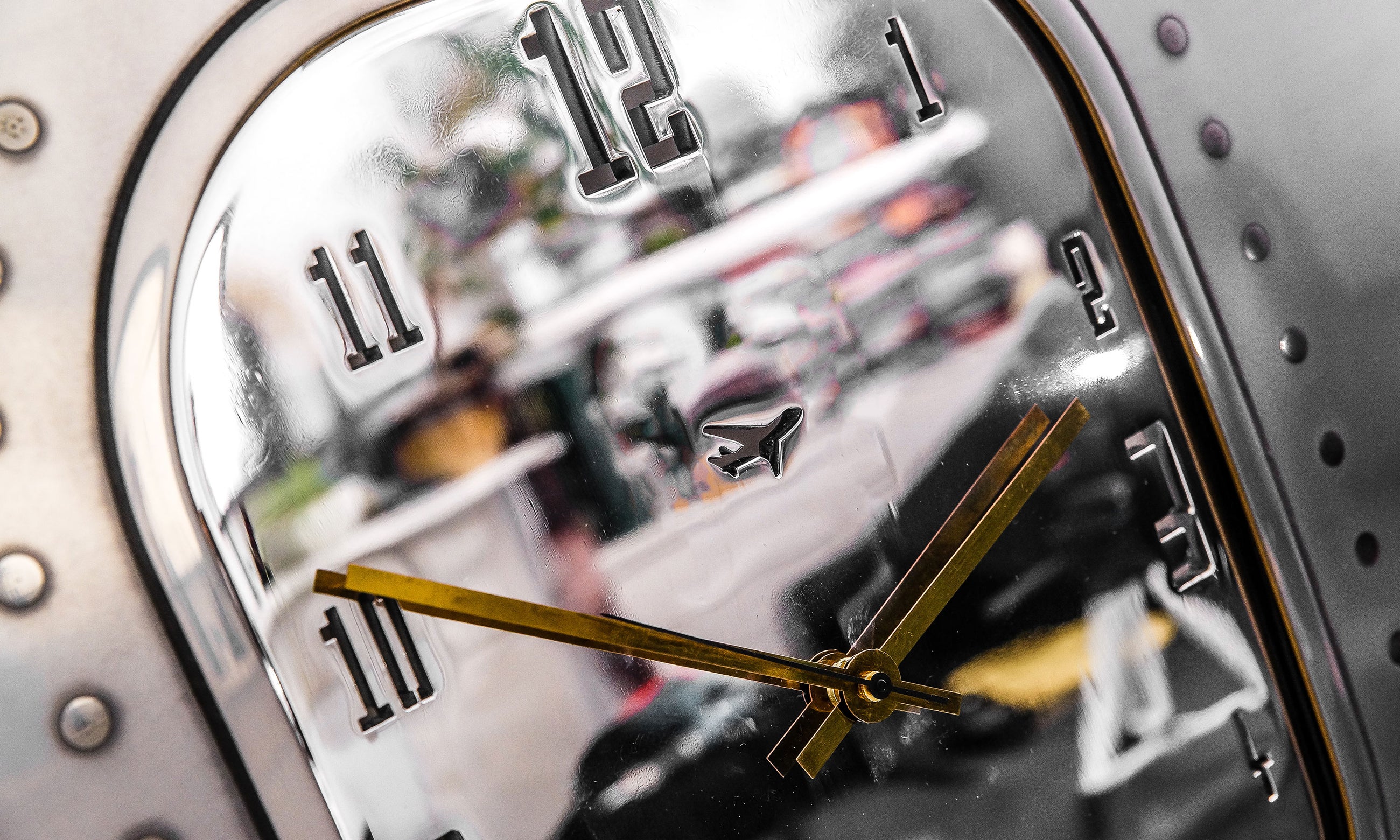 BOEING 747 & 737 WINDOW FUSELAGE CLOCK - RUSTIC POLISH + GOLD