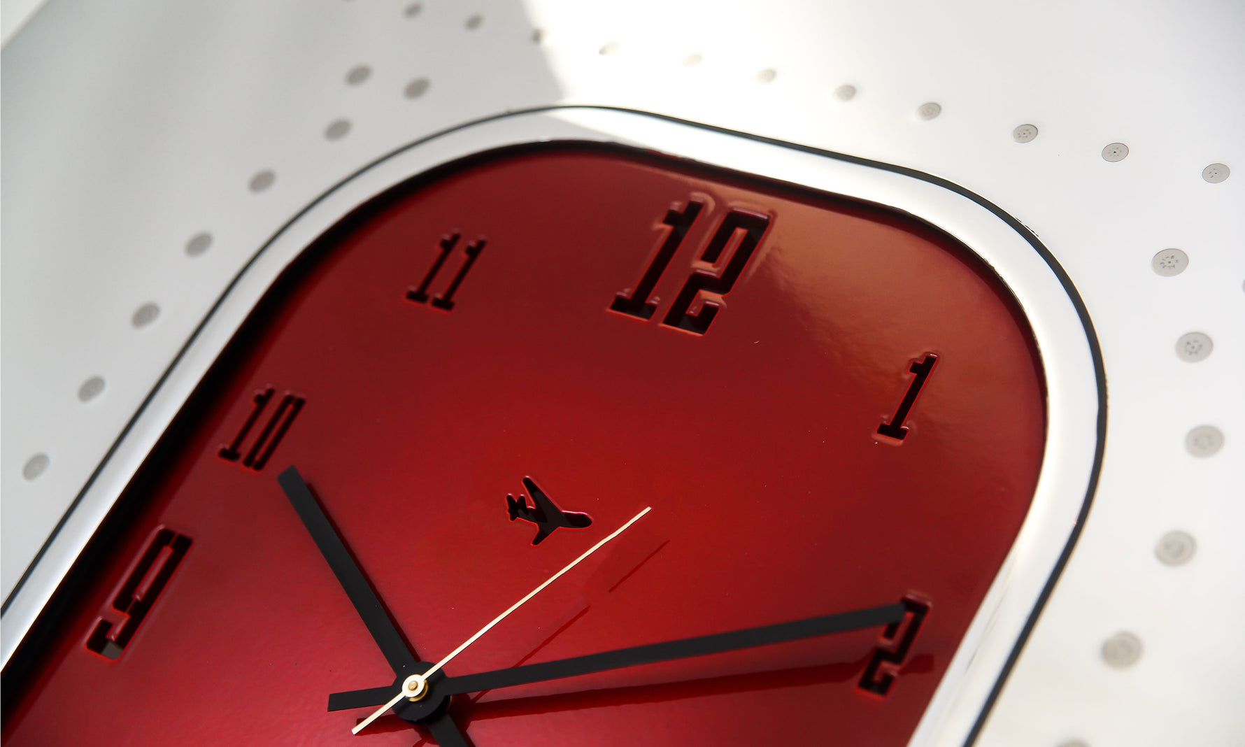 Red Clock Face - Mirror Polished Metal
